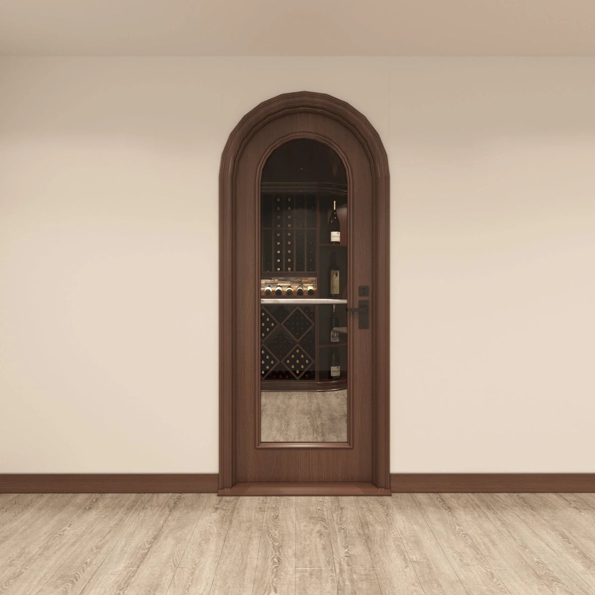 Arched Full Glass Single Wine Cellar Door - Genuwine Cellars Reserve